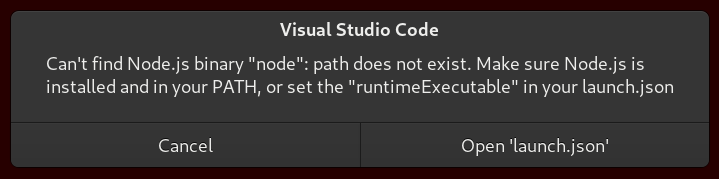 Can't find Node.js binary "node" · Issue #149749 · microsoft/vscode · GitHub