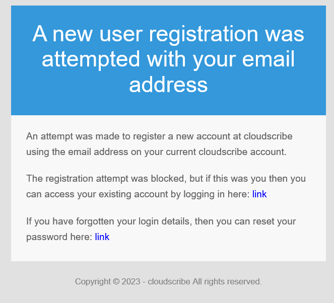 A new user registration was attempted - possible glitch with messaging when approval required ...