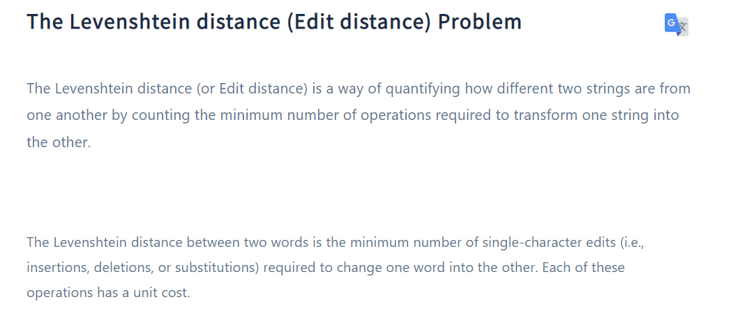 Add The Levenshtein distance (Edit distance) Problem using Dynamic Programming in java. · Issue ...