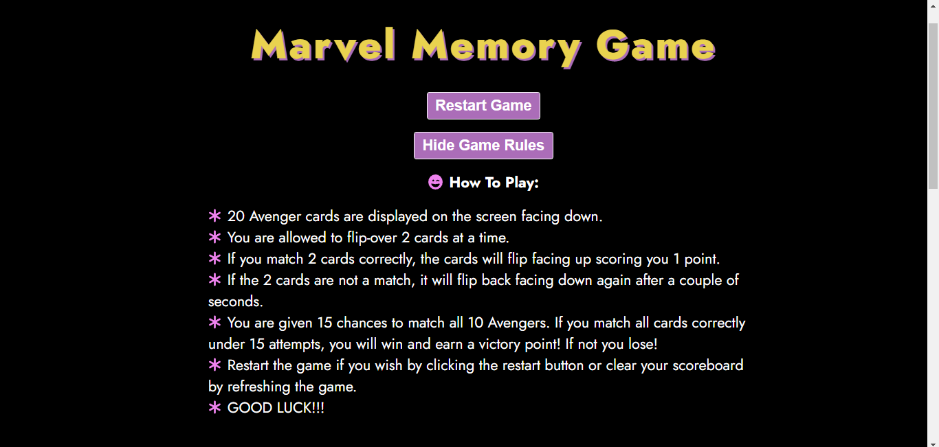GitHub - KuvashneeNaidoo/marvel-memory-game: Marvel Memory Game
