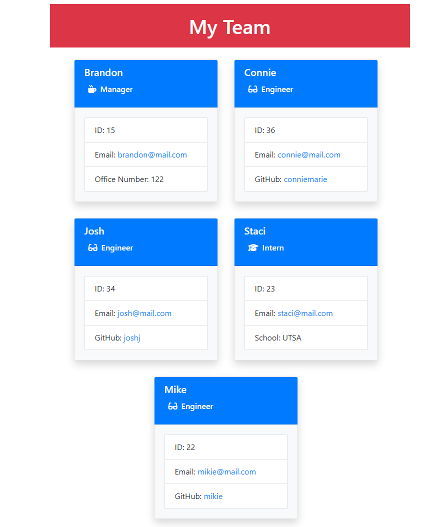 GitHub - ConnieMarie/team-profile-generator