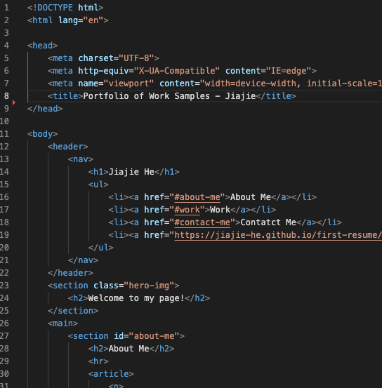 GitHub - jiajie-he/portfolio-of-work-samples: A responsive portfolio page built from scratch ...