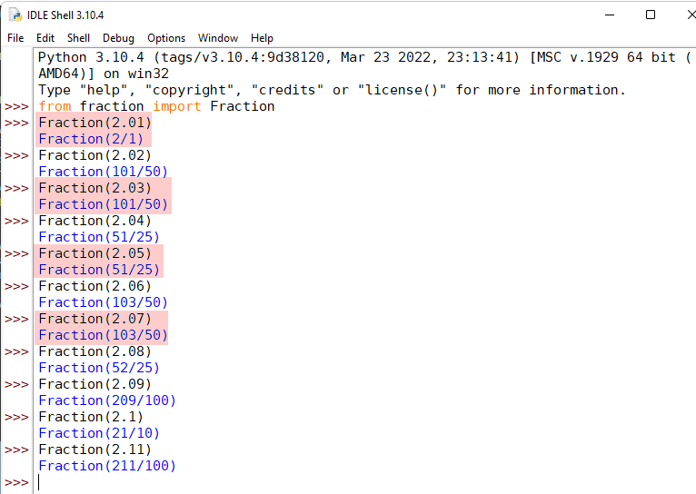 Fraction module in IDLE gives some incorrect results · Issue #92940 · python/cpython · GitHub