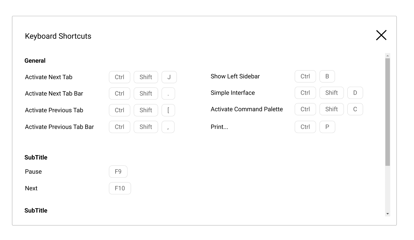 Show a concise summary of keyboard shortcuts when a user hits the "h" key (parity with classic ...