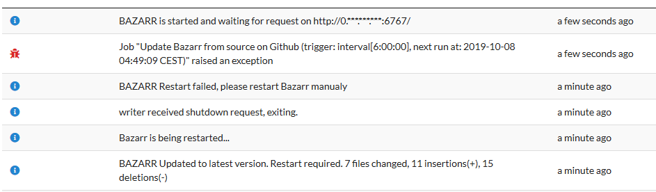 Update Bazarr from source on Github raised an exception · Issue #616 · morpheus65535/bazarr · GitHub