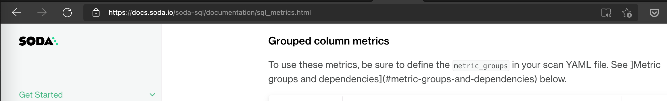 Incorrect square bracket on Metrics page at Grouped Column Metrics section description · Issue ...