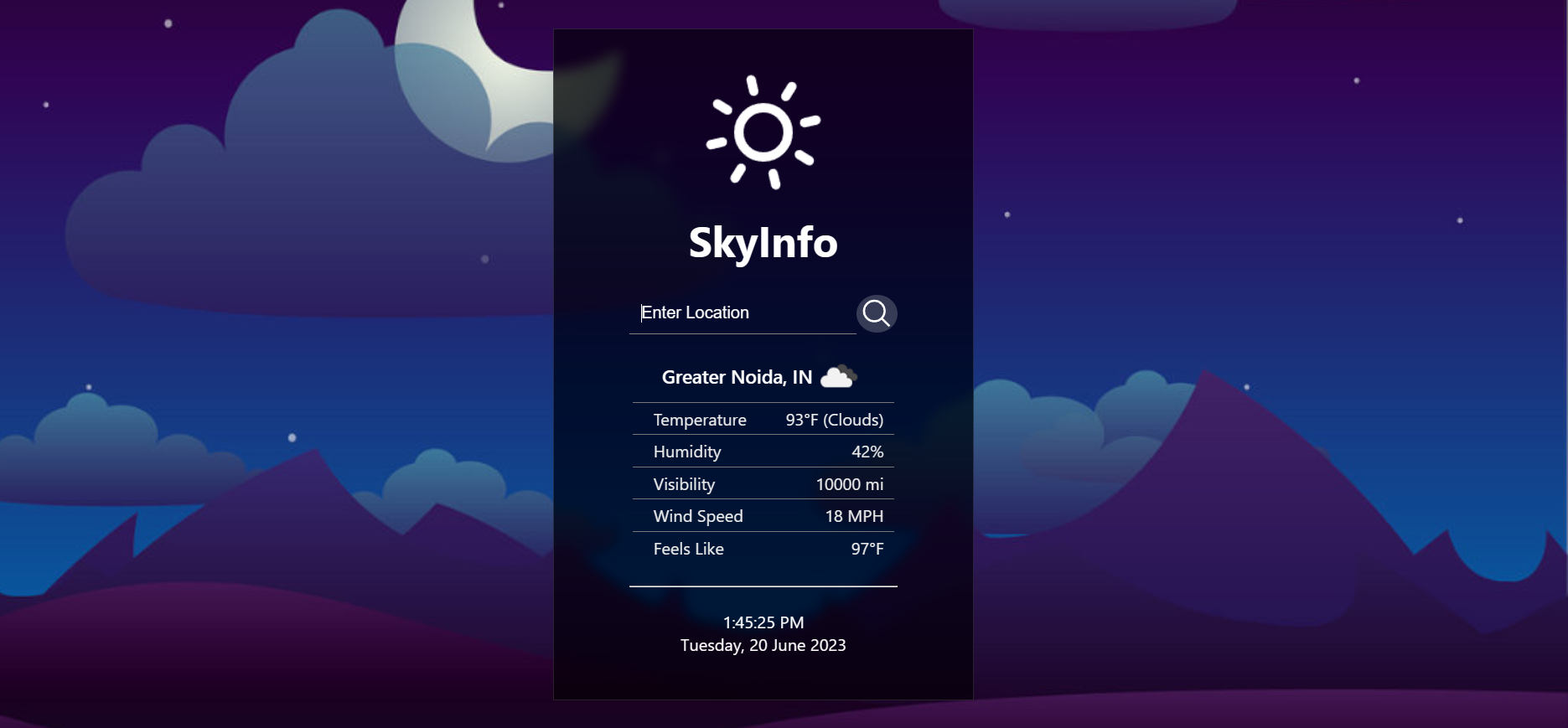 GitHub - i-aka5h/Sky-Info: React based web application that displays weather forecast using ...