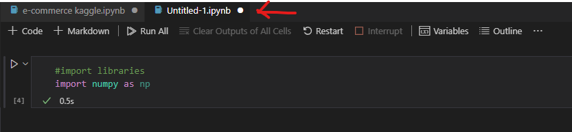 after saving a new notebook, the import of libraries gives an error ...