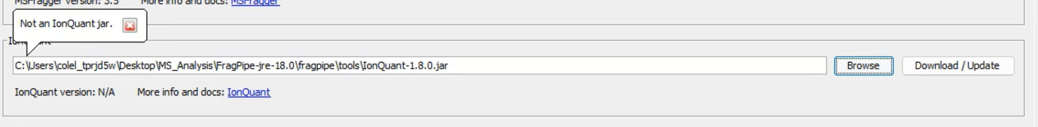 IonQuant configuration fails in v18.0 · Issue #699 · Nesvilab/FragPipe · GitHub
