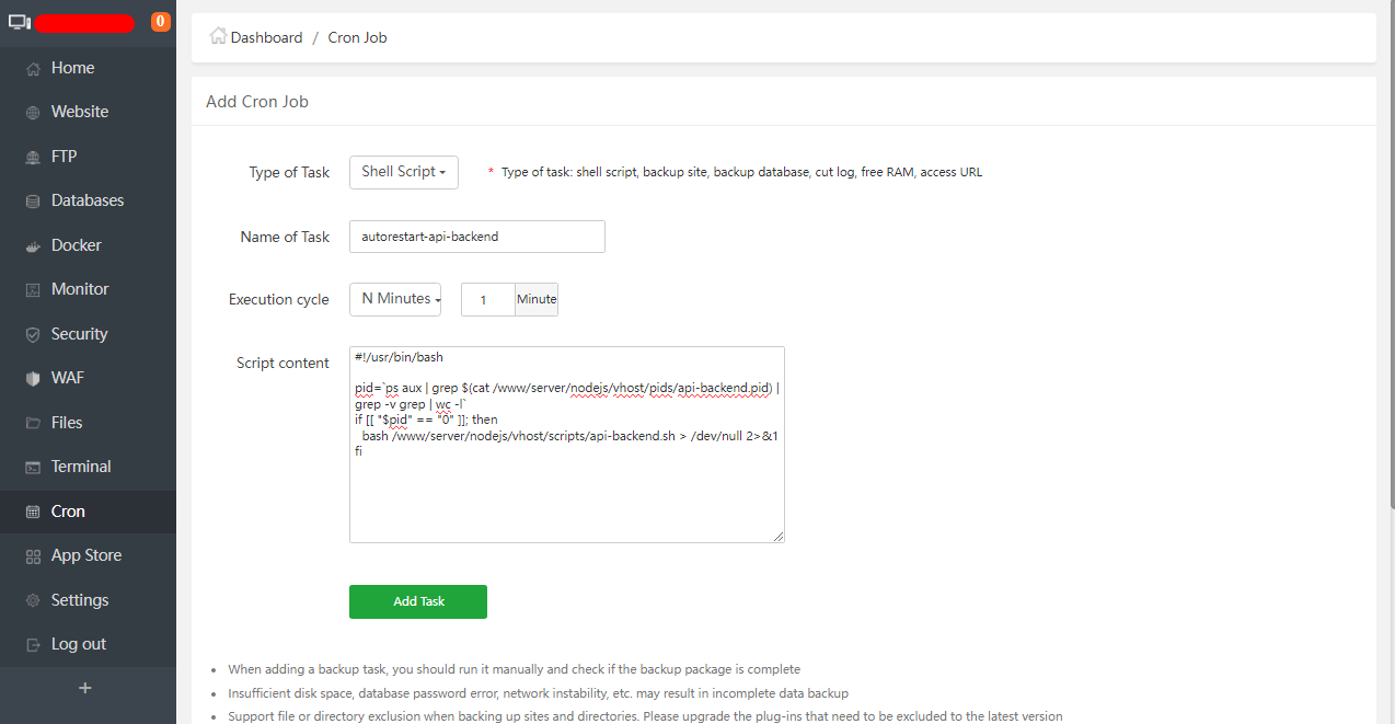 Auto-restart nodejs service on crash in aapanel · GitHub