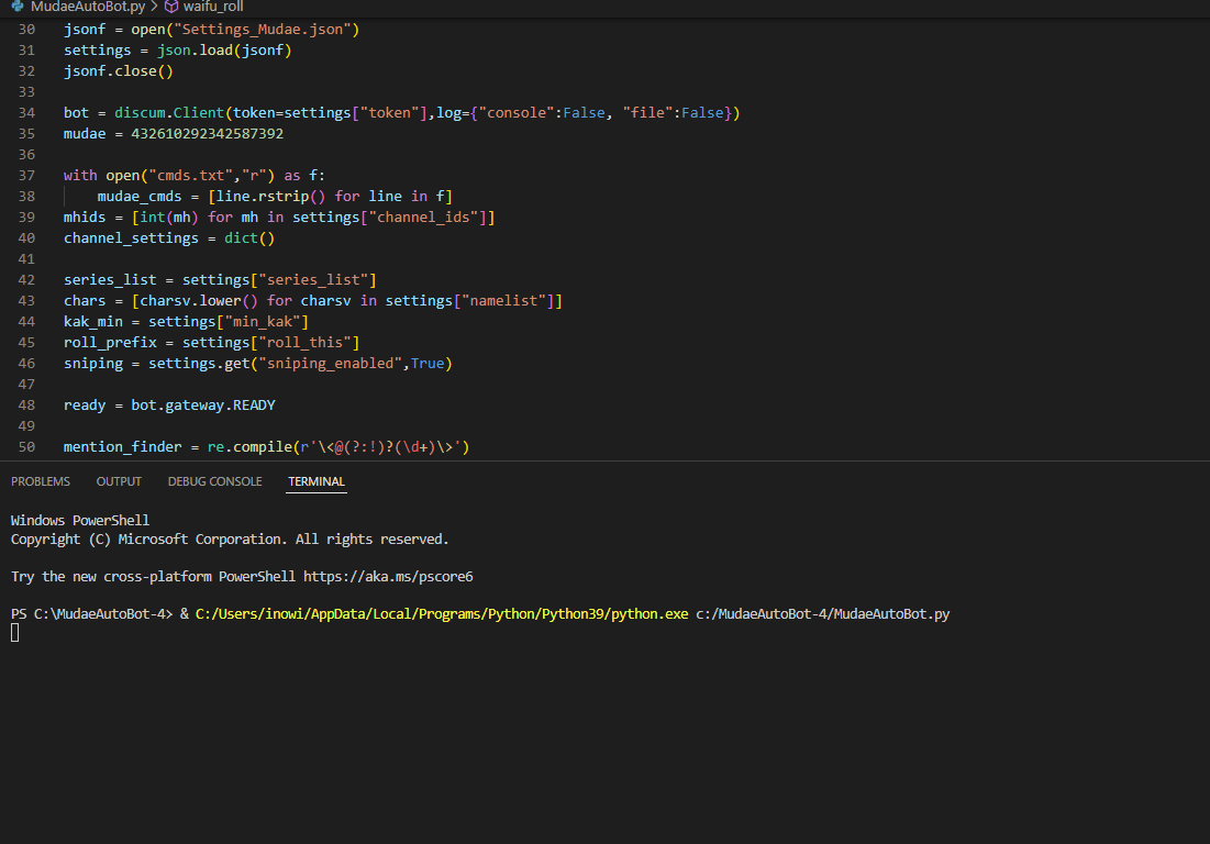 Doesnt want to start · Issue #169 · vivinano/MudaeAutoBot · GitHub