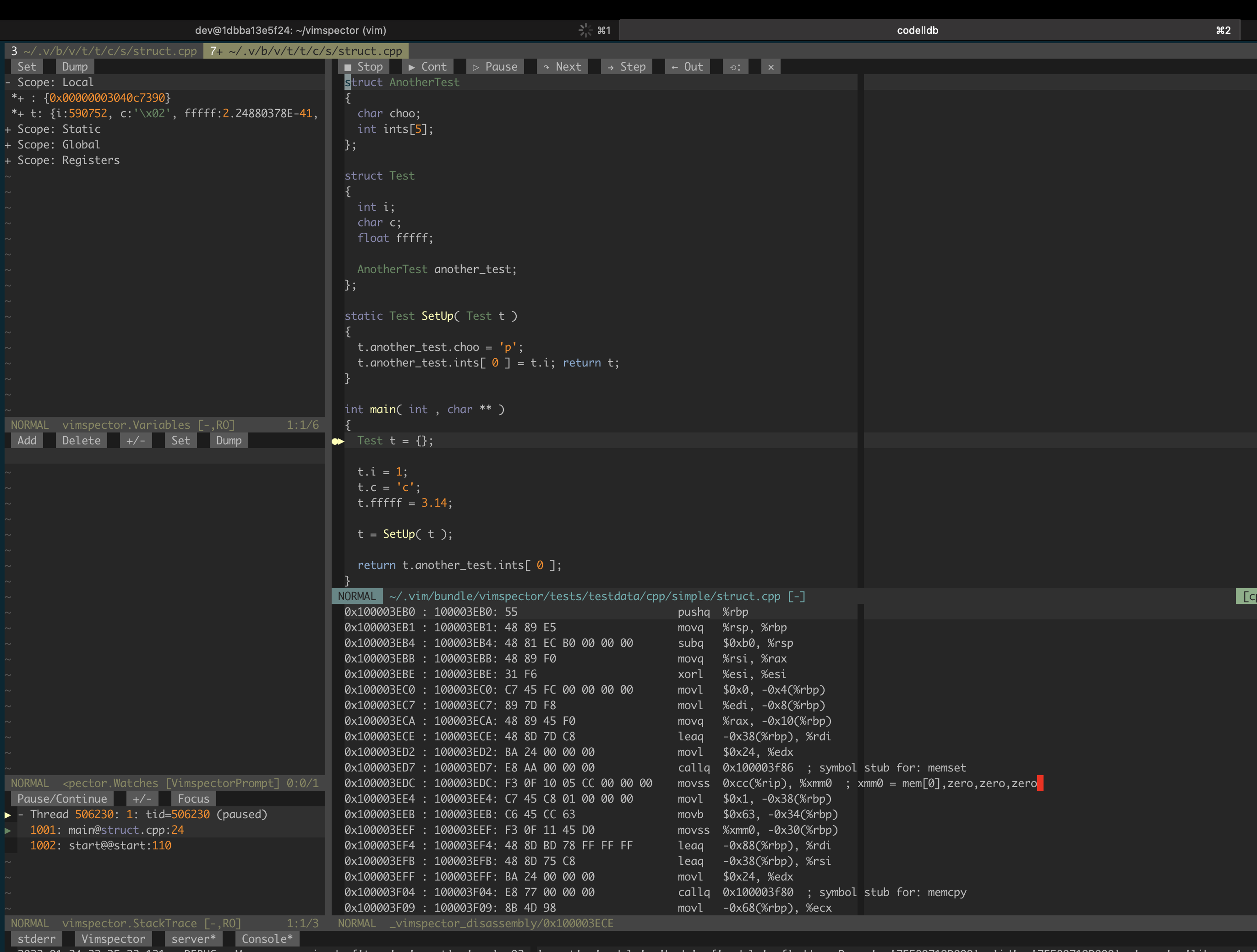 [feature Request] Disassembly View · Issue 510 · Puremourning Vimspector · Github