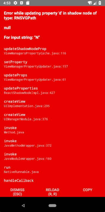 Error While Updating Property D In Shadow Node · Issue 81 · Jesperleklandreact Native Svg