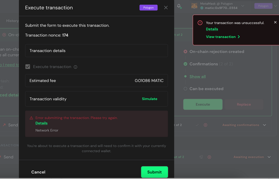 Can't execute transaction using Ledger (Polygon) · Issue #154 · 5afe ...