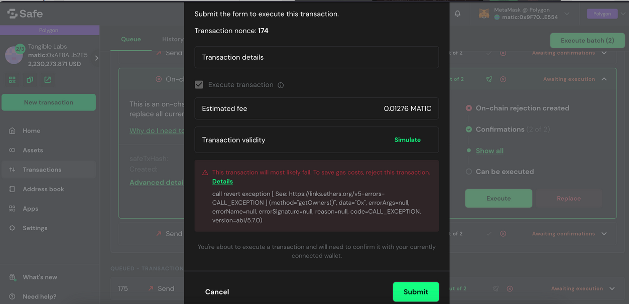 Can't execute transaction using Ledger (Polygon) · Issue #154 · 5afe ...