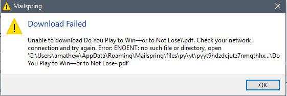 Error when trying to download attachment · Issue #189 · Foundry376/Mailspring · GitHub