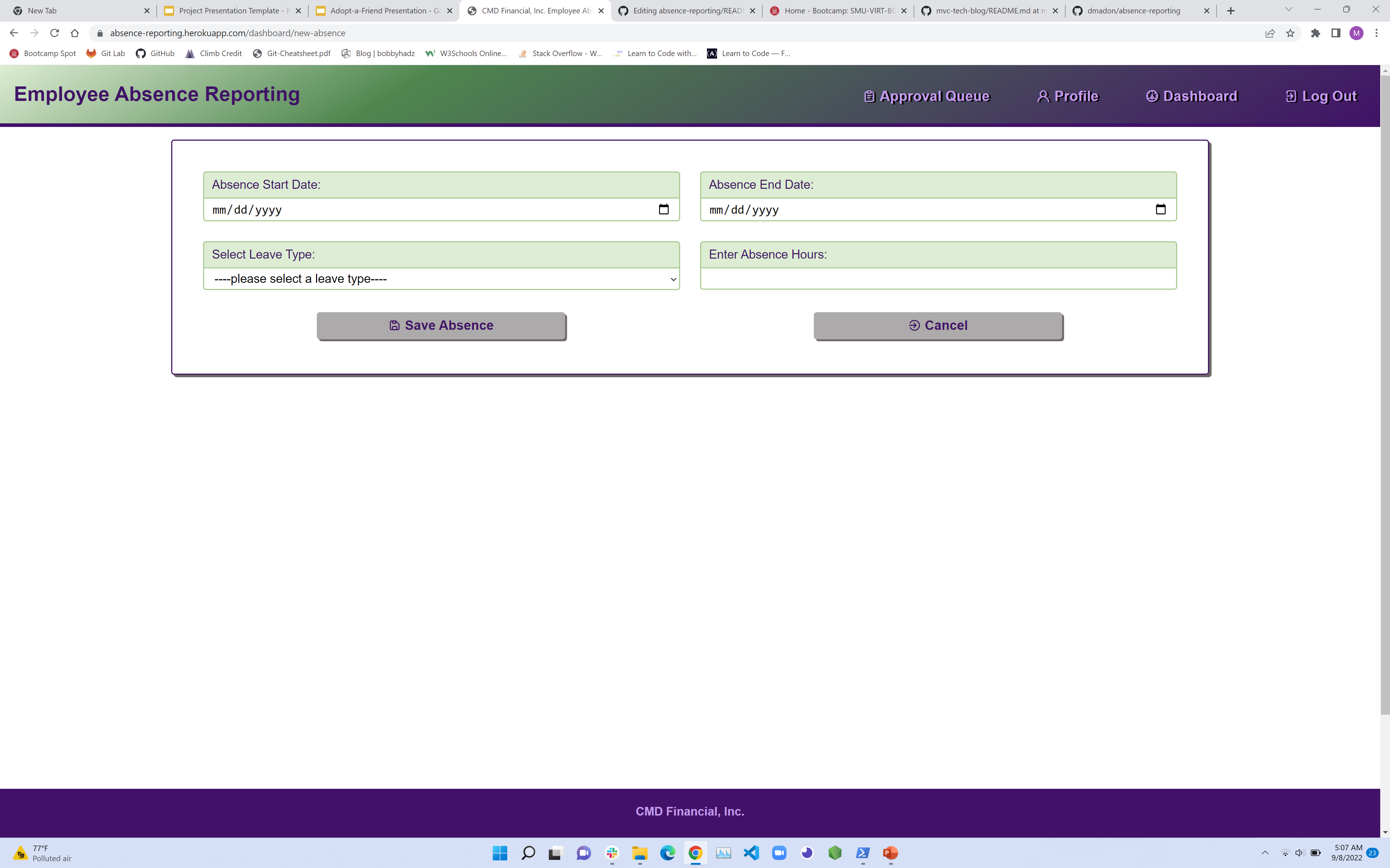 GitHub - dmadon/absence-reporting: A practical business tool that allows a user to request time ...