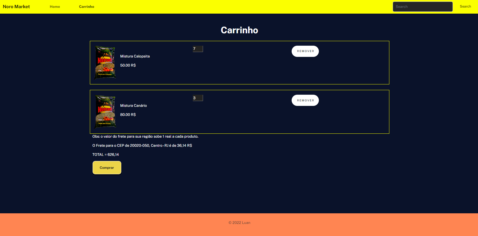 GitHub - Luannunes02/noro-market: Loja virtual que usa API de cep para calcúlar o frete