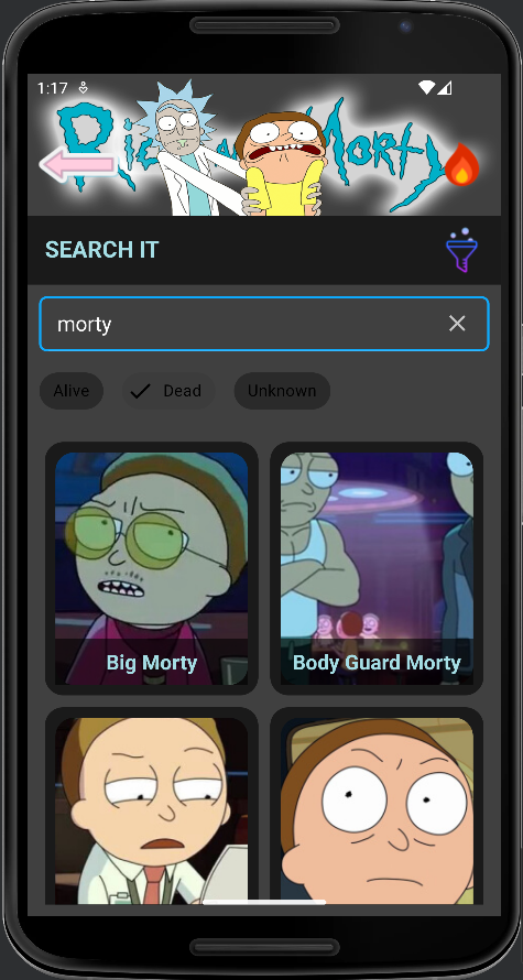 GitHub - AralBenli/RickandMorty: clean architecture with tagged techologies
