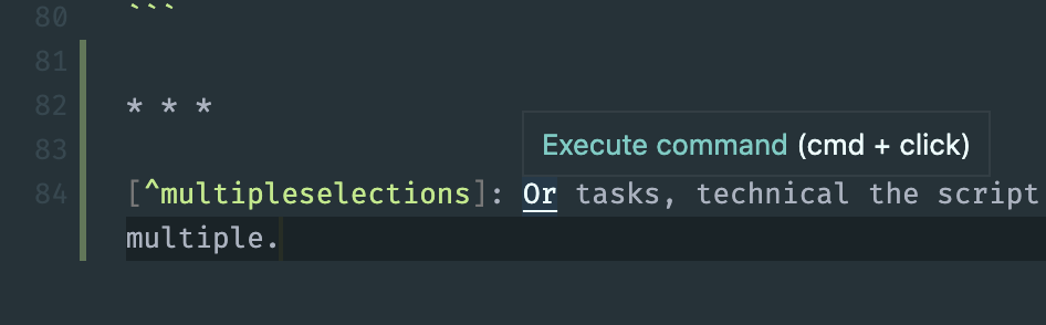 Markdown footnote is underlined and gives right-click option to ...