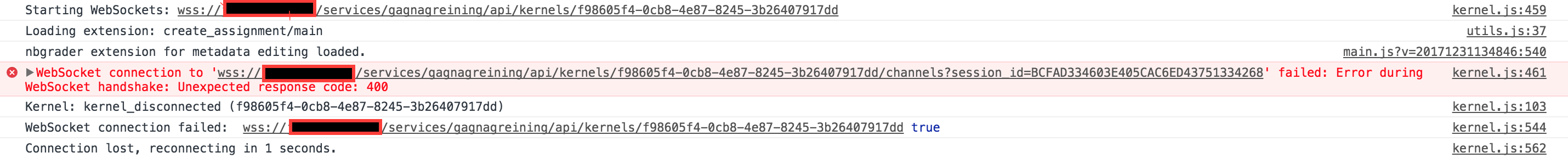 Websocket Connection To Kernel In A Service 400 Error But Working For User · Issue 1603