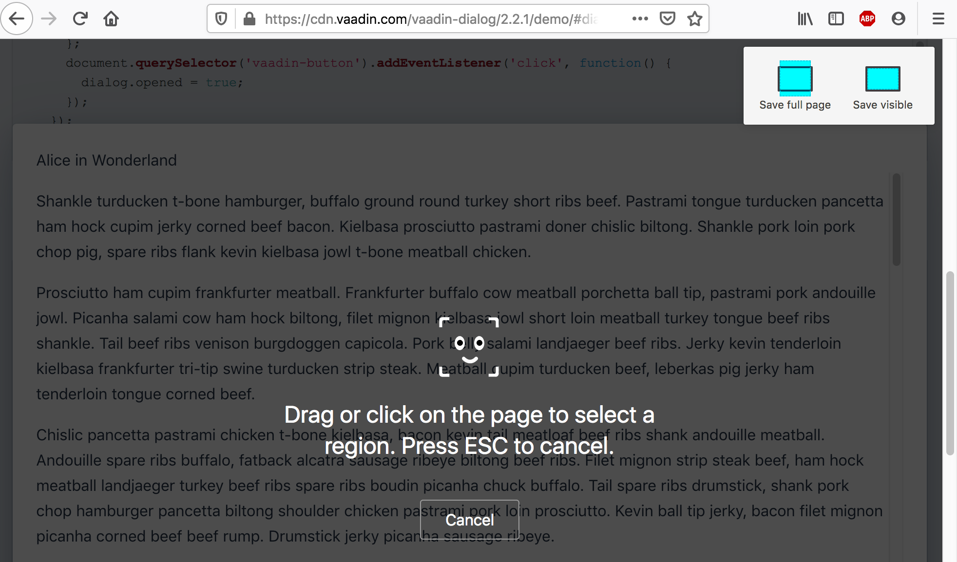 Firefox Capture Screen Is Affected By Pointer Events None On Body · Issue 165 · Vaadinvaadin