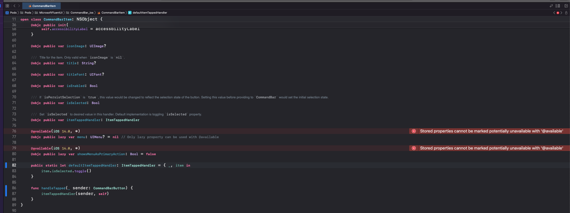 FluentUI pod is breaking in Xcode version 14.0 beta 2 · Issue #1058 · microsoft/fluentui-apple ...