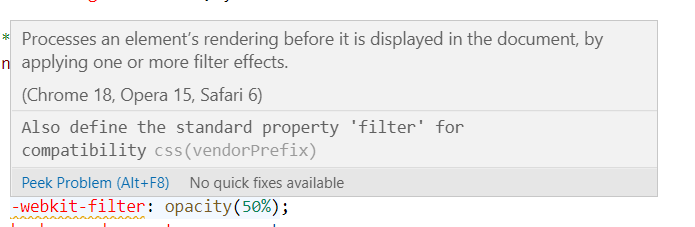 Vs Code Warning For Nimdoc Css Should Include `filter` Alongside ` Webkit Filter` · Issue 