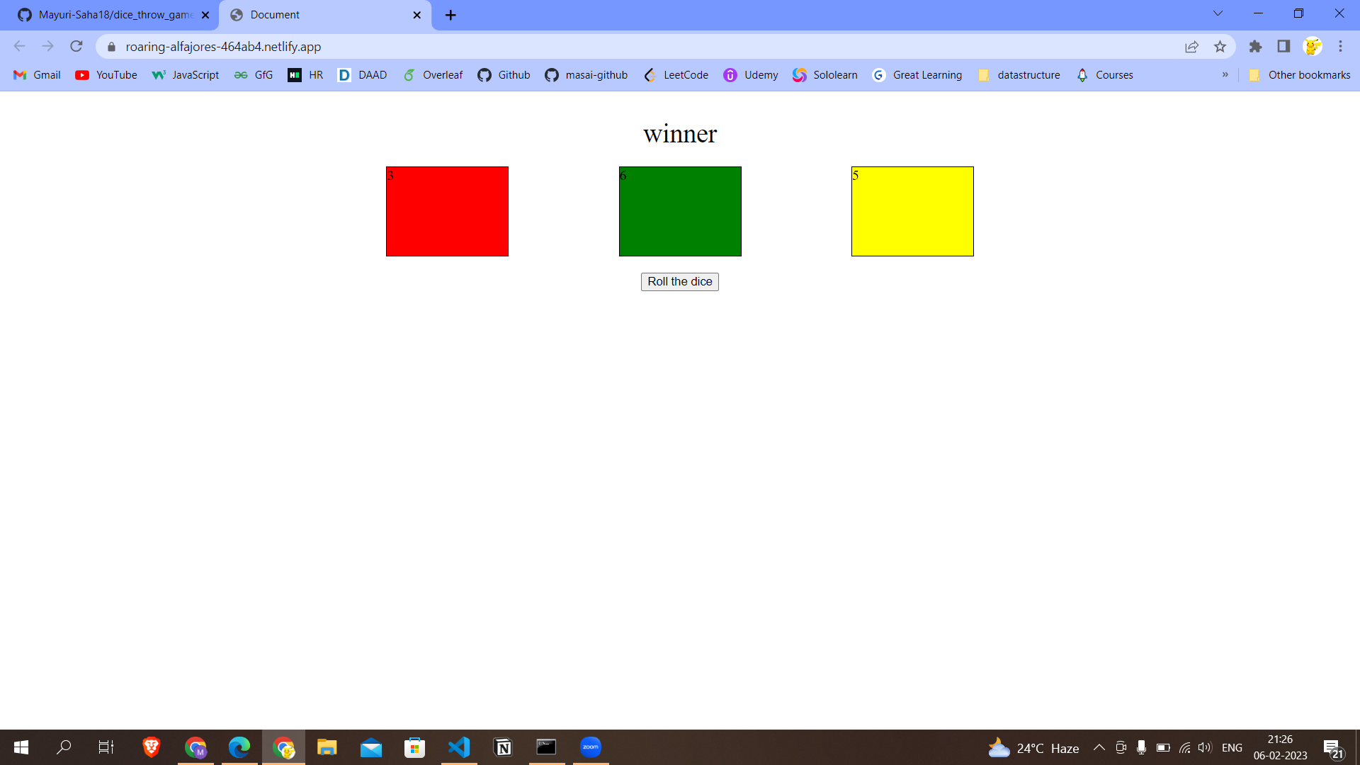 GitHub - Mayuri-Saha18/Dice_game: Three dice are present in this when ...