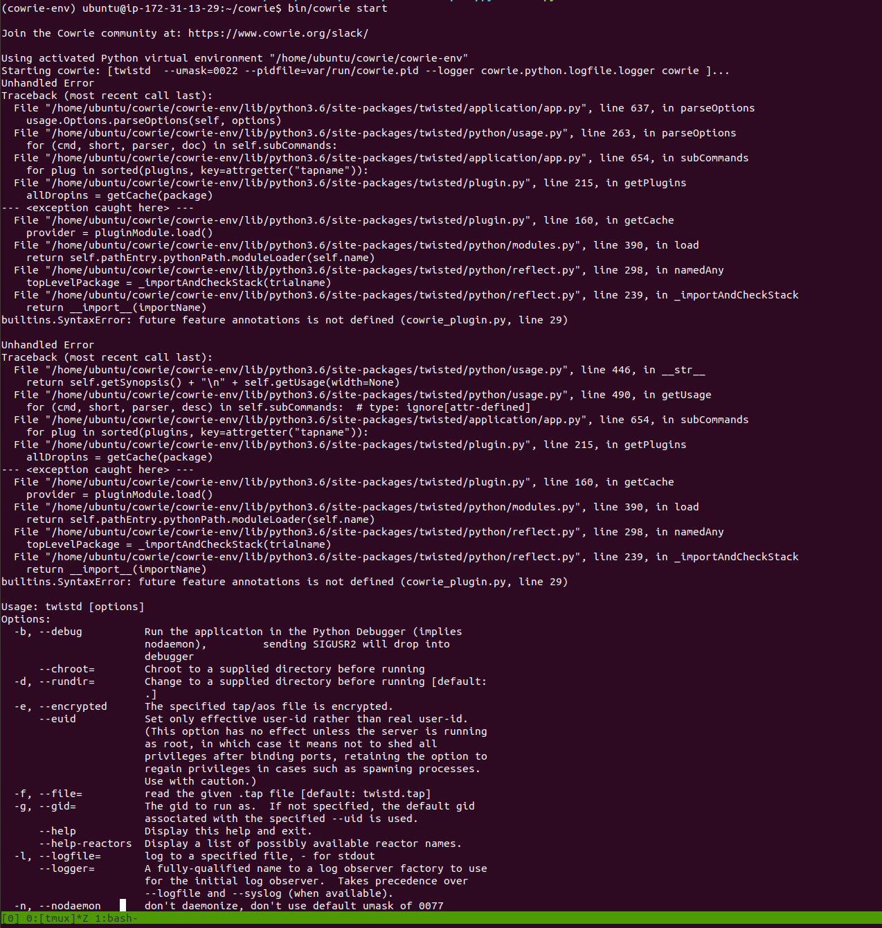 Crash after fresh install · Issue #1660 · cowrie/cowrie · GitHub