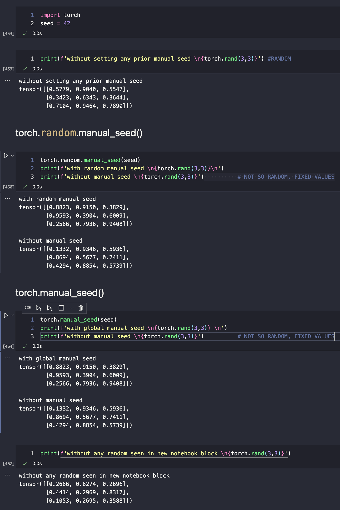 Is torch.random with manual_seed less random within a jupyter code block · mrdbourke pytorch ...