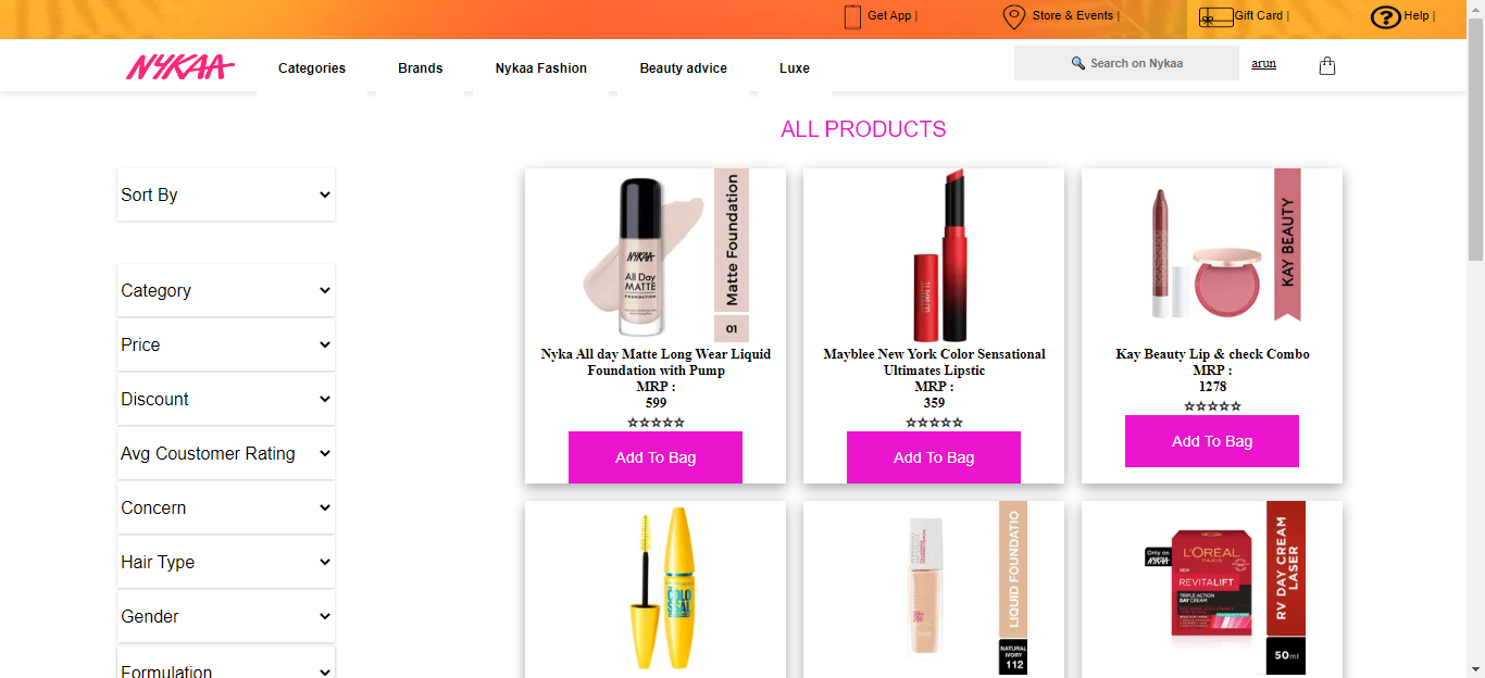 GitHub - arunprazad001/NykaaClone: The Nykaa website which deals in ...