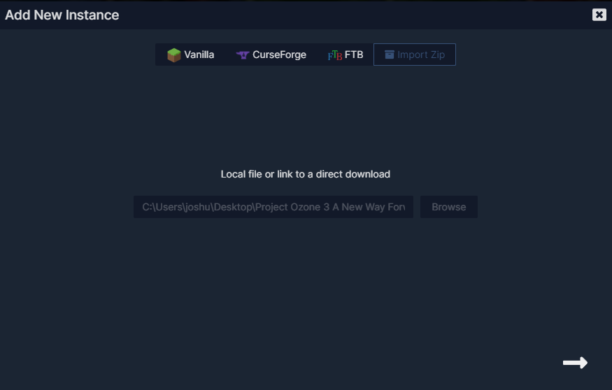Can't load new instance from zip file · Issue #1350 · gorilla-devs/GDLauncher · GitHub