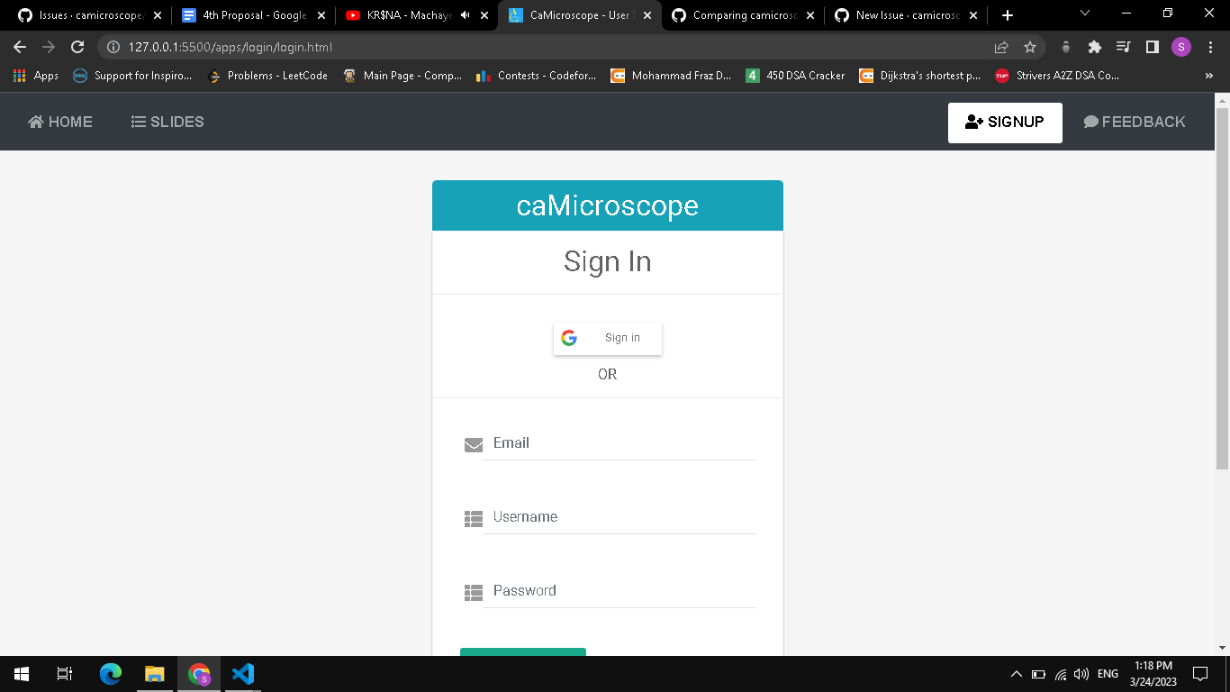 Log in page doesn't have any designing · Issue #624 · camicroscope/caMicroscope · GitHub