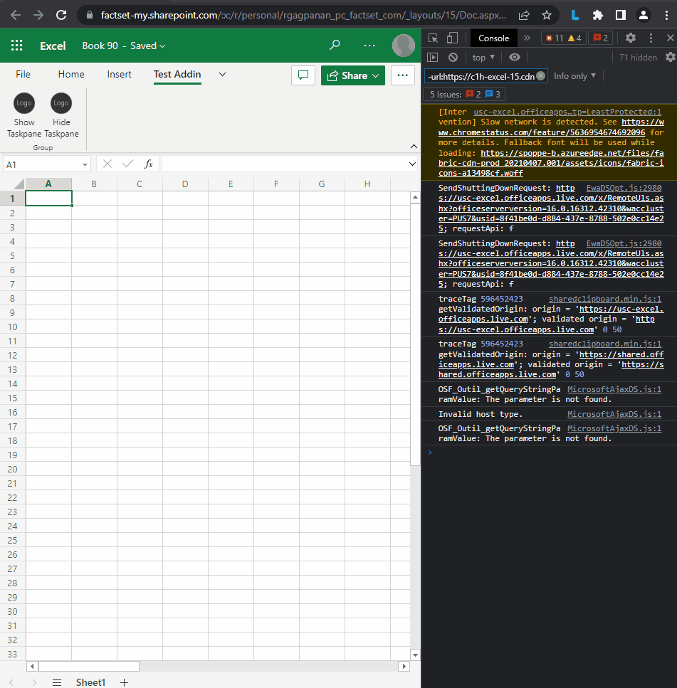 Excel Onlineoffice Api Hideshow Taskpane Functions Not Working On 7453