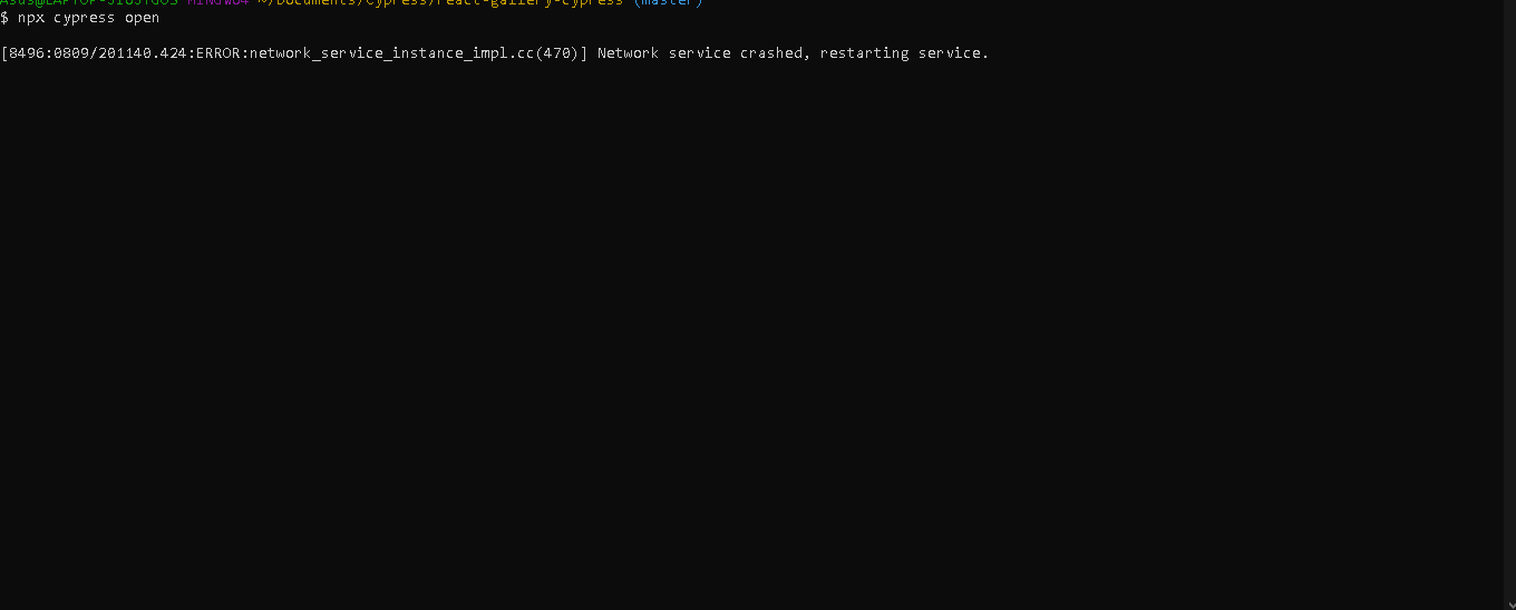 Error While Open Cypress Using Npm Network Service Crashed Restarting Service · Issue 23212 