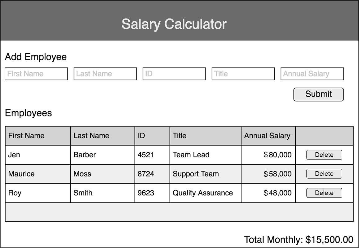 GitHub - seprest1/jquery-salary-calculator: first project using complex jQuery