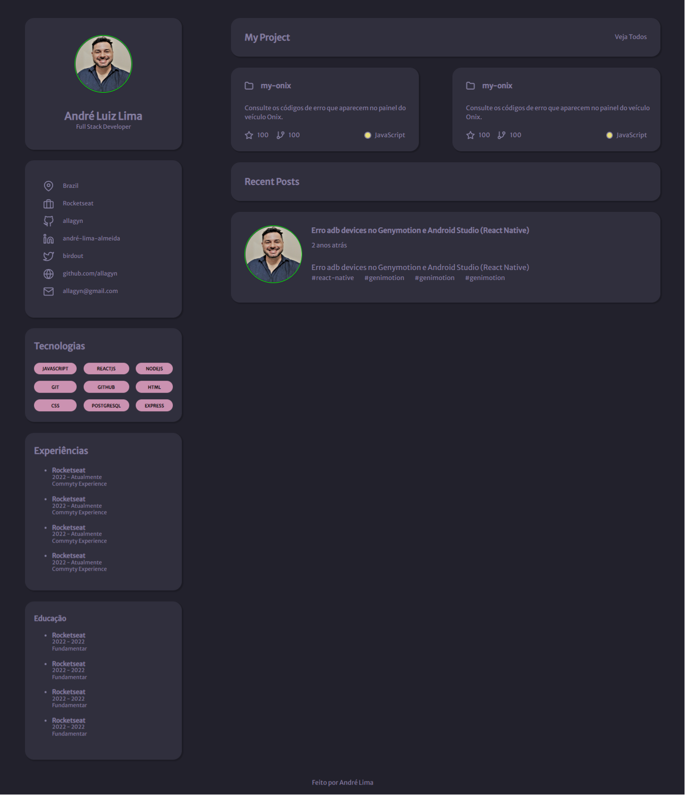 GitHub - allagyn/RocketProject_Portfolio: Construção de um Portfolio ...