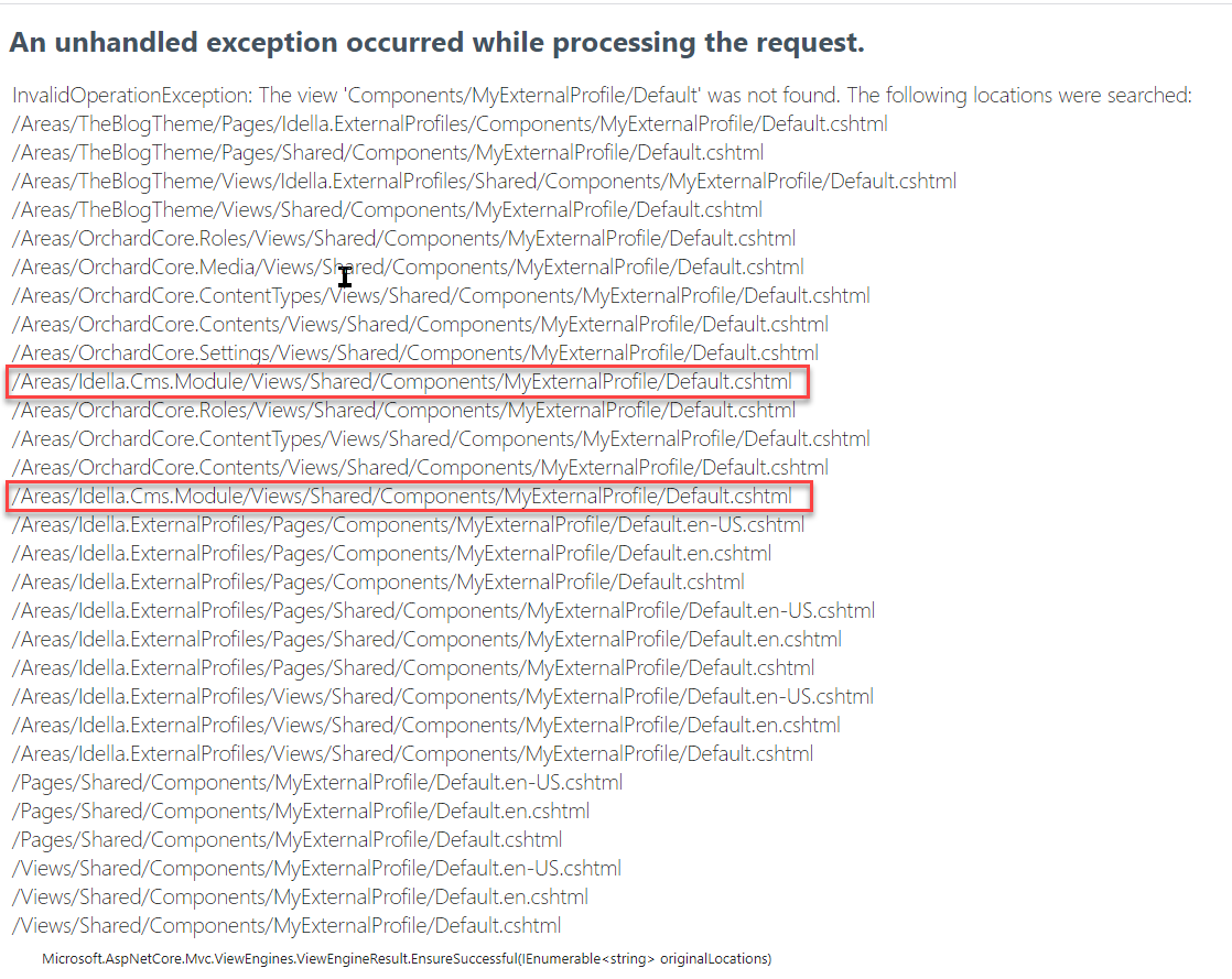 Cannot find Razor Pages ViewComponent View · Issue #5642 · OrchardCMS/OrchardCore · GitHub