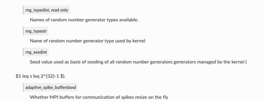 Kernel parameter documentation in PyNEST does not render properly · Issue #1555 · nest/nest ...