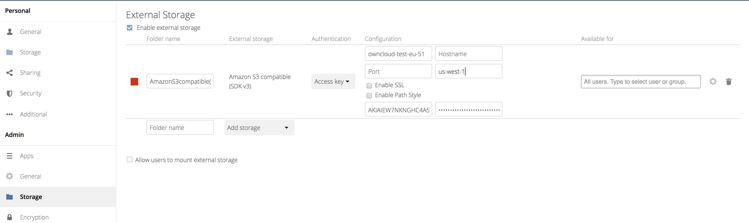 Cannot configure an external mountpoint Amazon S3 using files_external_S3 1.0.0RC1 and oC 10.3 ...
