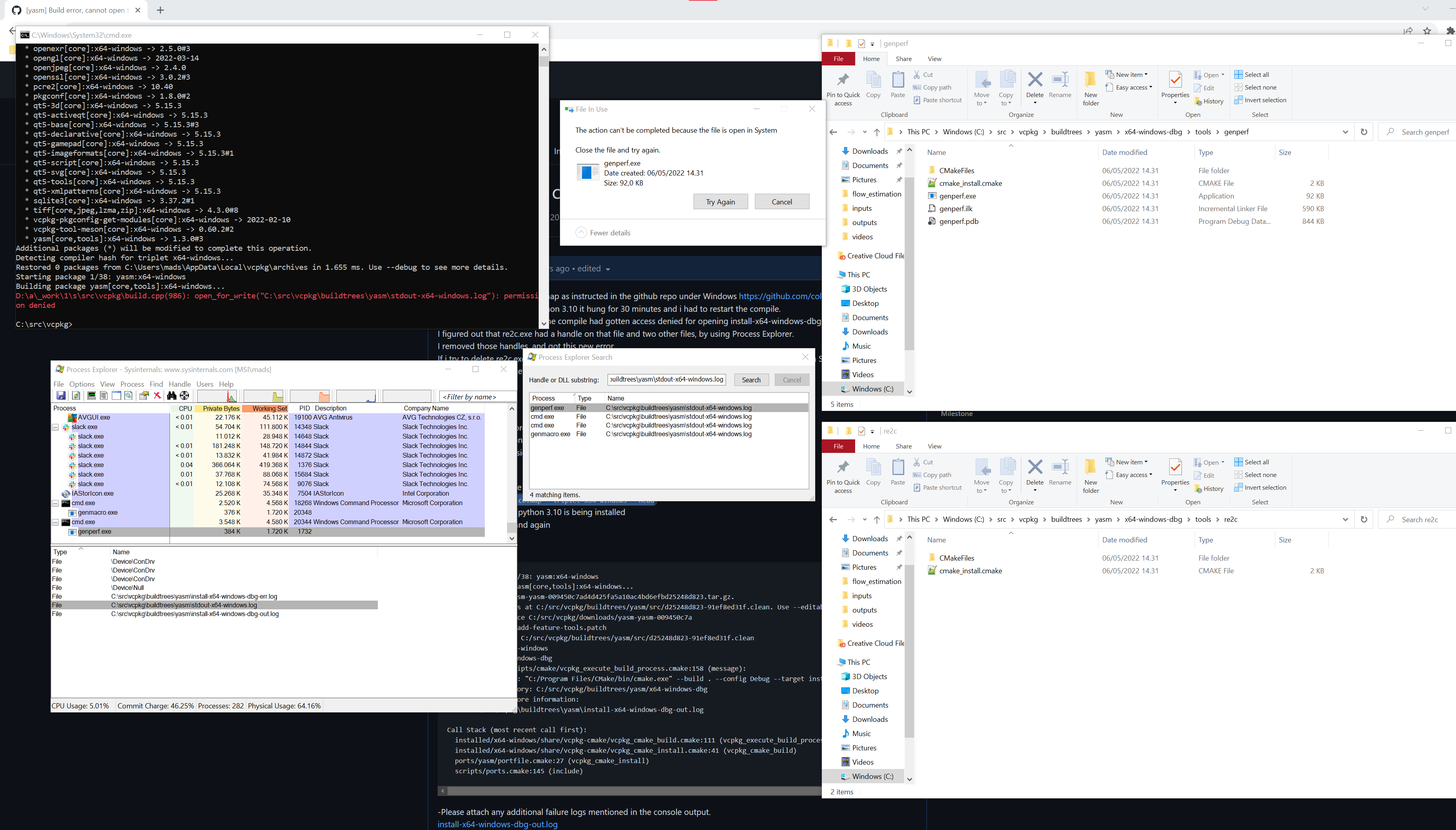 [yasm] Build error, cannot open tools\re2c\re2c.exe for writing · Issue #24562 · microsoft/vcpkg ...
