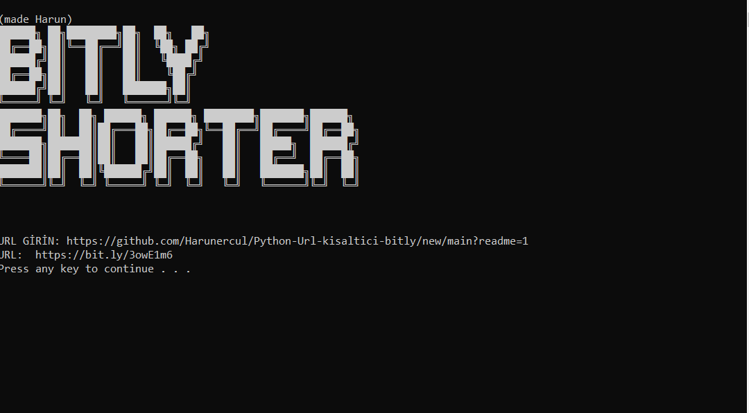 GitHub - Harunercul/Python-Url-kisaltici-bitly: İstediğimiz linki bitly ile kısaltıyoruz