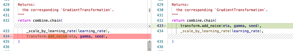 `noisy_sgd` adds noise after scale by learning rate. · Issue #337 · google-deepmind/optax · GitHub