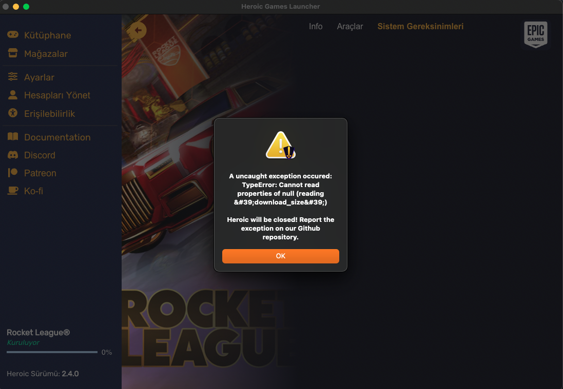 A uncaught exception occured: TypeError: Cannot read properties of null (reading 'download_size ...