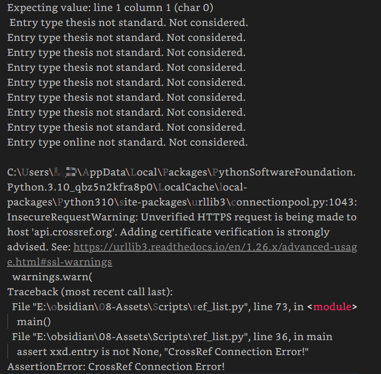 引文列表无法正常插入，调试结果显示访问crossref失败 · Issue #25 · sheldonxxd/obsidian_vault_template_for_researcher ...