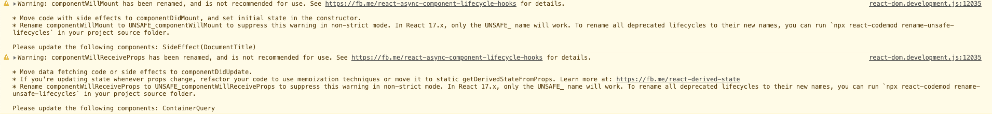 react 高版本出现待废弃声明周期的 warnings，componentWillMount、componentWillReceiveProps · Issue #127 · ant ...