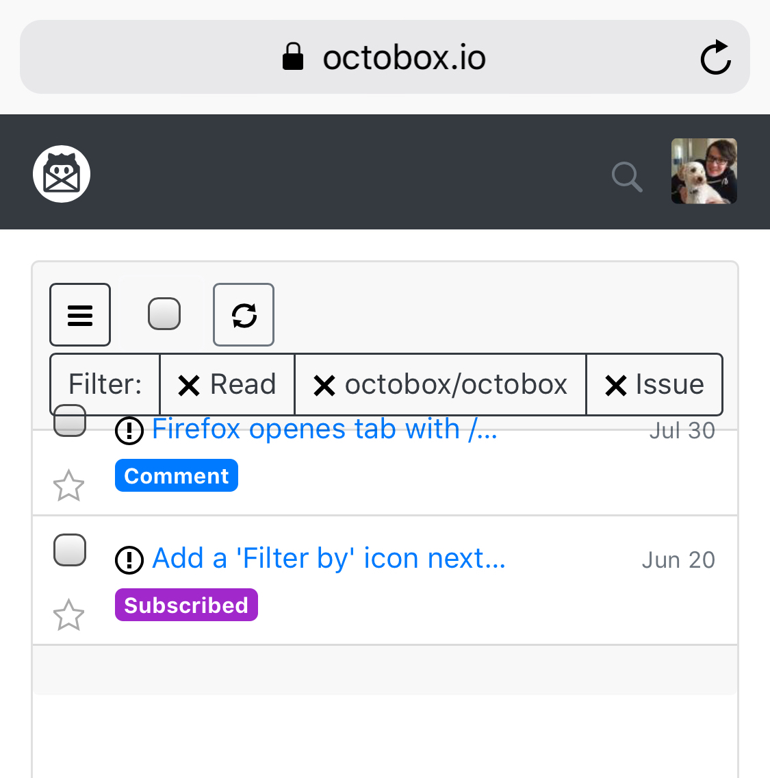 Filter breadcrumbs on mobile need work · Issue #134 · octobox/octobox · GitHub