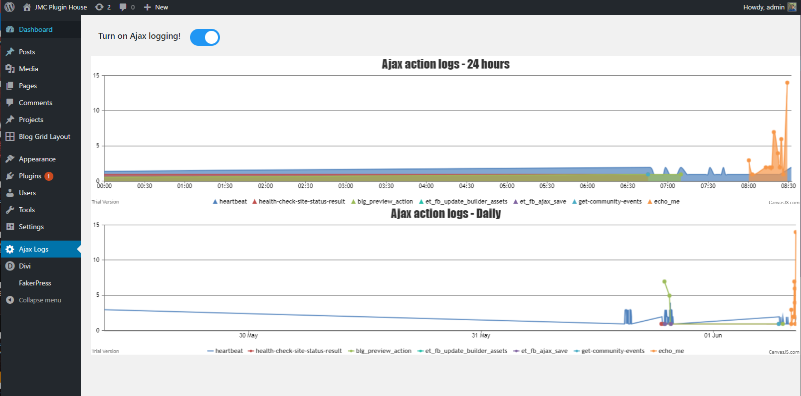 GitHub - jmcausing/WP-Ajax-Logging-Chart: This logs all ajax transactions in your chart and ...