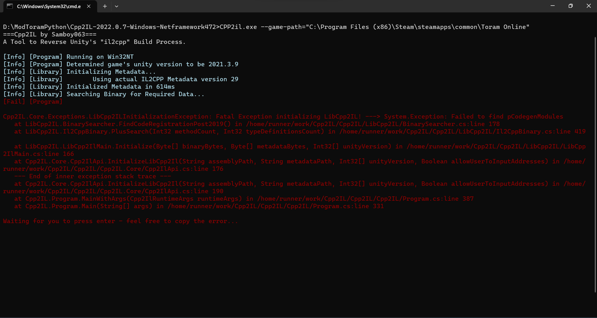 Add Support for Unity 2021.3.9f1 · Issue #229 · SamboyCoding/Cpp2IL ...